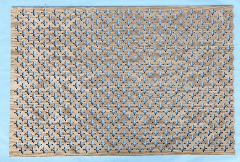 Fleur de lys Oak veneer faced perforated MDF screening panel