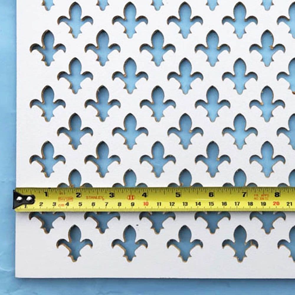Fleur de lys white faced perforated MDF screening panel grille