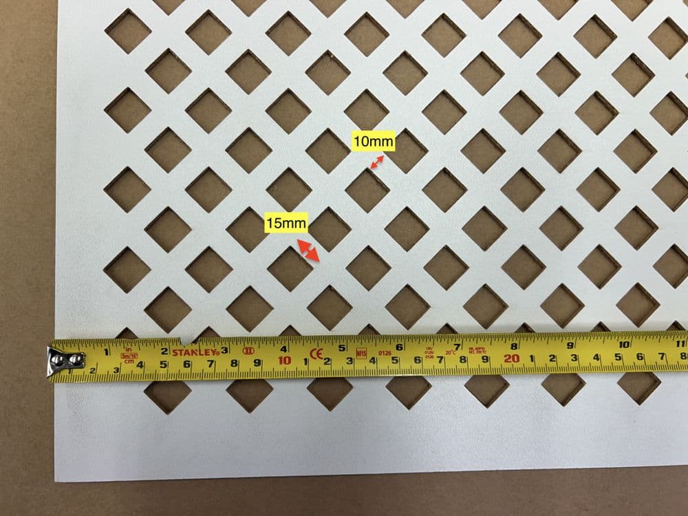 Manilla large (diamond) white faced perforated MDF screening panel grille