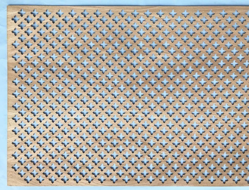 Oregon large cross Oak veneer faced perforated MDF screening panel