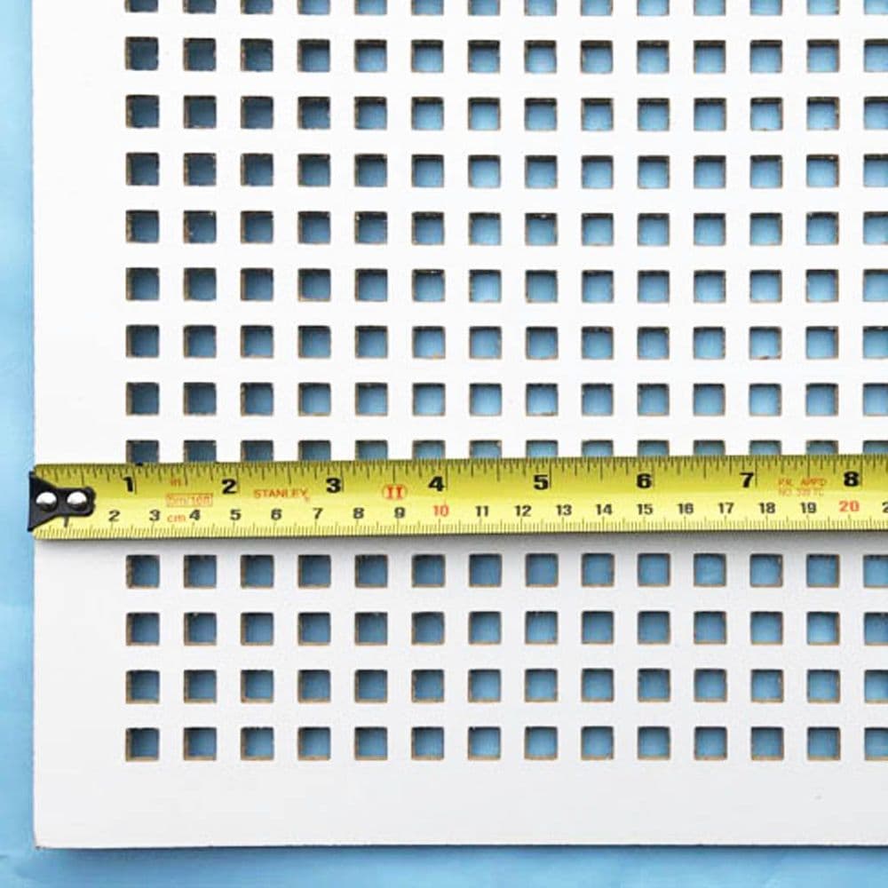 Square white faced perforated MDF screening panel