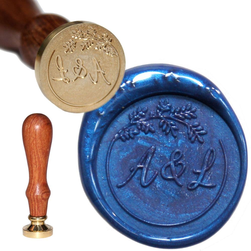 Leaves Design Personalised Wax Seal Stamp 3 sizes 22mm 25mm 30mm
