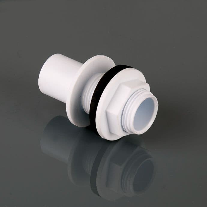BRETT MARTIN 21 5mm Overflow Pipe Straight Tank Connector White W150WP