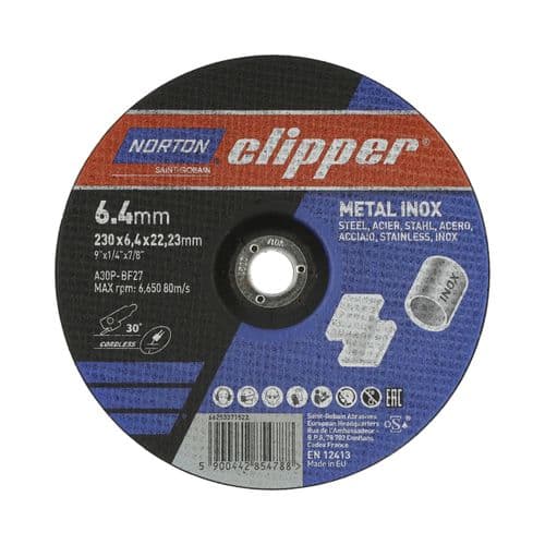 NORTON Clipper Steel-Inox 230x6x22mm Grind Disc 66253371522