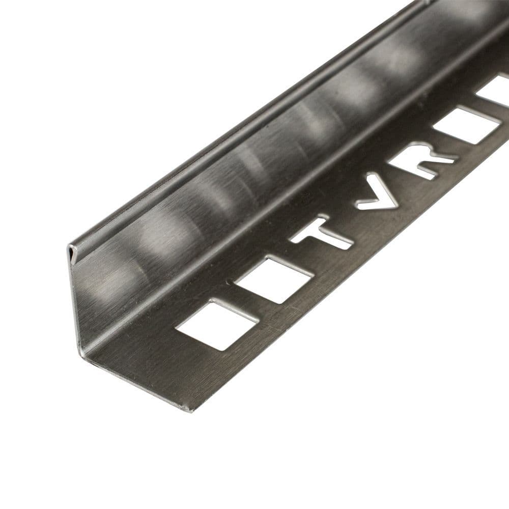 TILE RITE 22mm L Shape 304 S/S Bushed Silver Outdoor Tile Trim 2 5M BRBS929