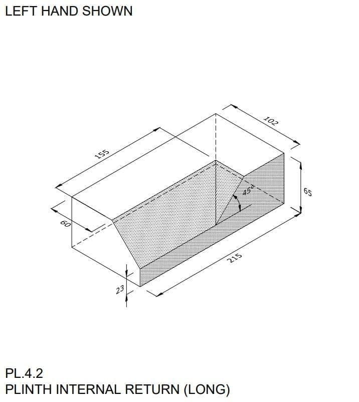WIENERBERGER PL4 2R Internal Return Plinth Brick 23mm R/Hand Blue