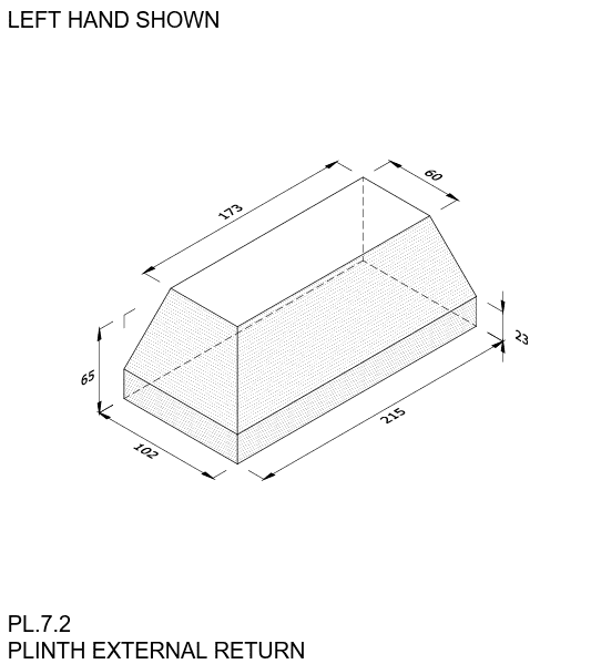 WIENERBERGER PL7 2R External Return Plinth Brick 23mm R/Hand Blue