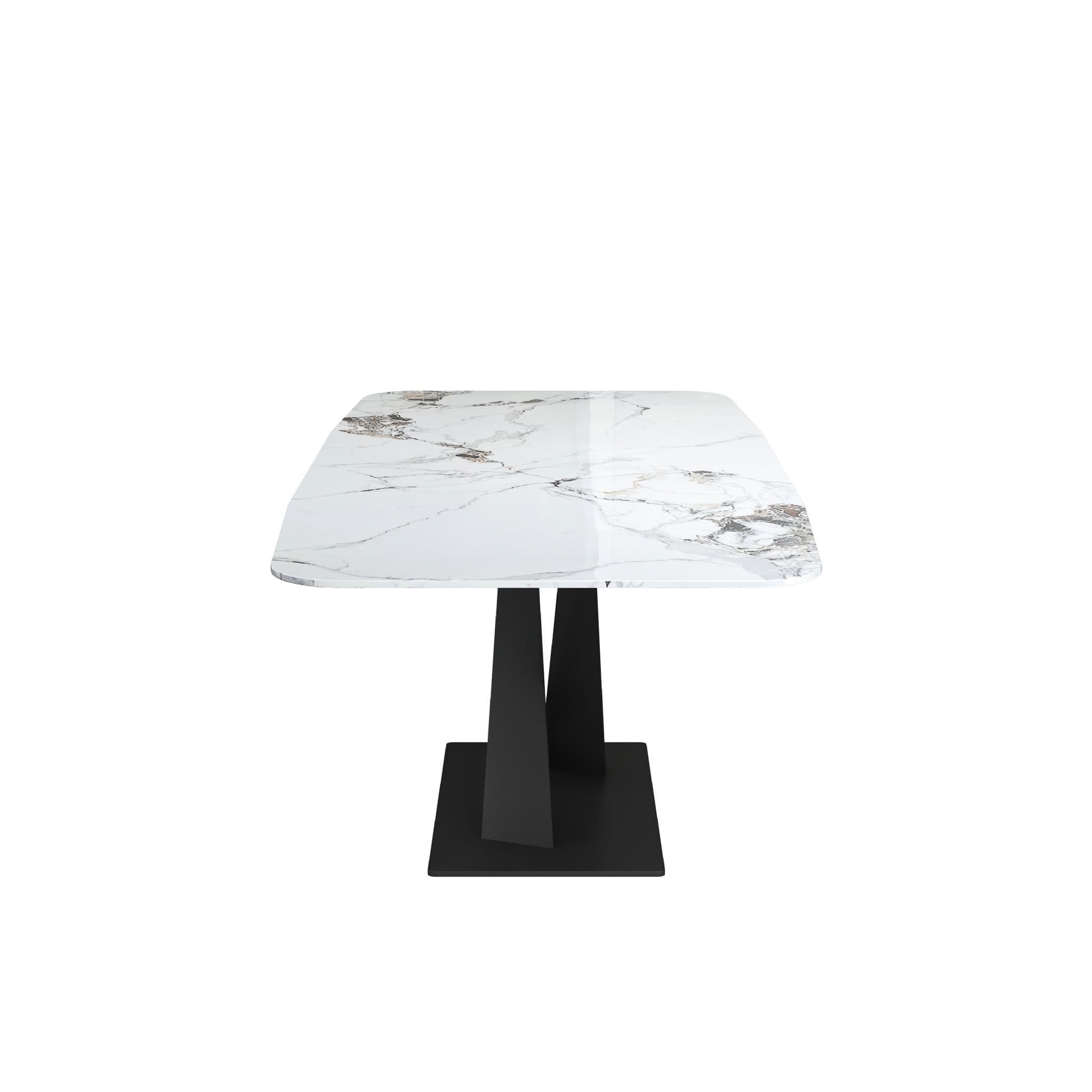 KIAN White Sintered Stone Dining Table with Marble Patterns - 160cm