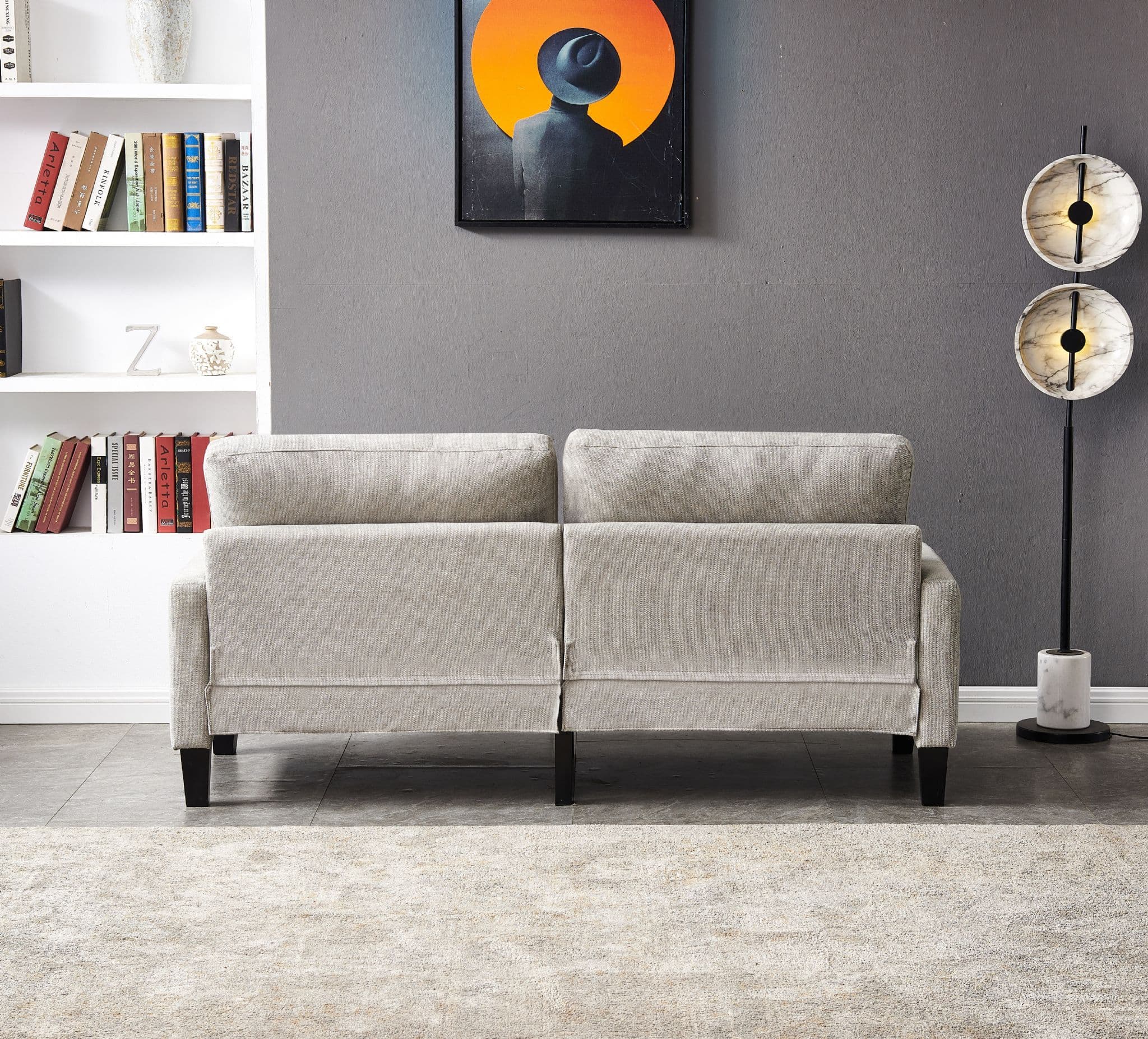 LOUIS 2 Seater Grey Fabric Sofa