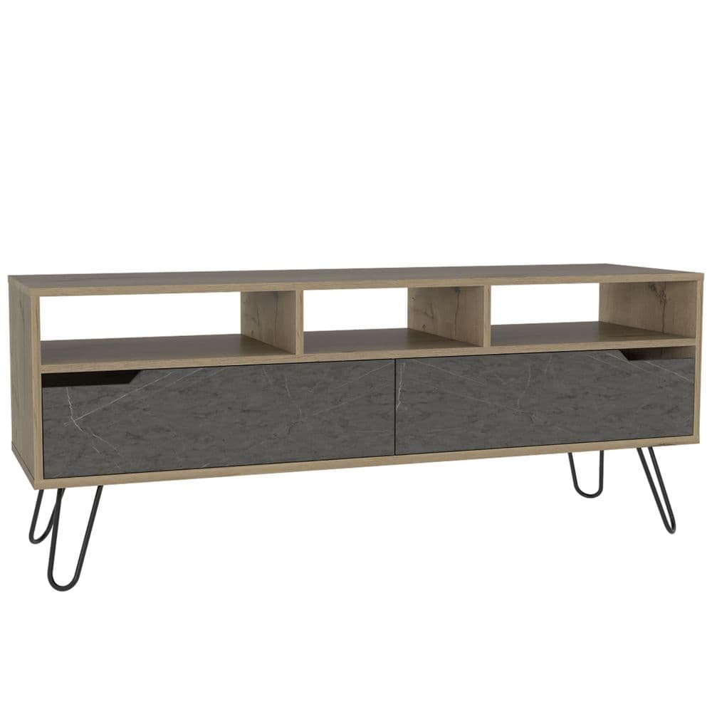 OLYMPIA Modern TV Stand with Storage Bleached Pine & Grey Stone