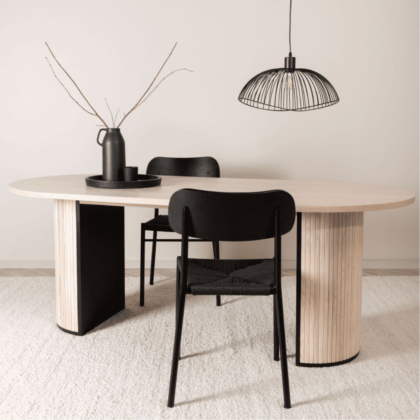 Oval BLANCA Whitewash Oak Dining Table 200cm
