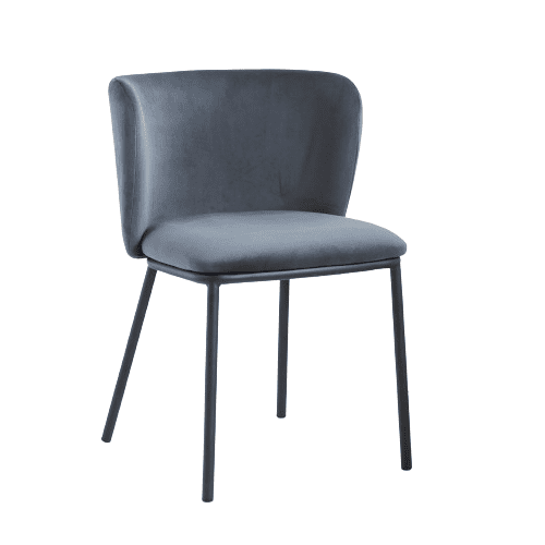 Set of 2 MANDY Dark Blue Grey Dining Chairs