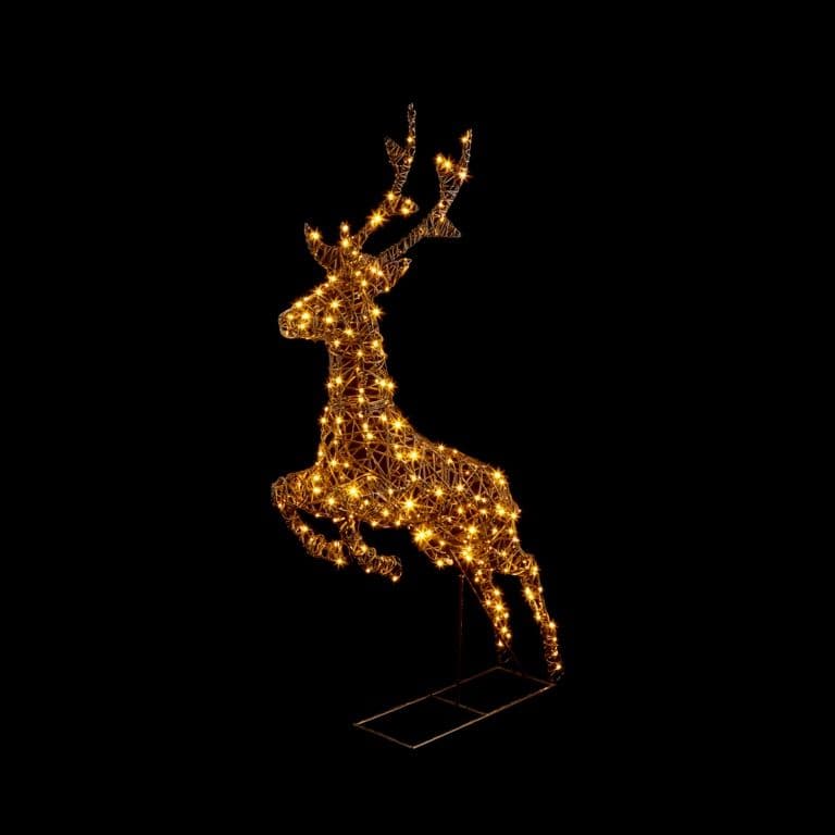 Premier Multi Action Rattan Effect Prancing Stag - 260 LEDs