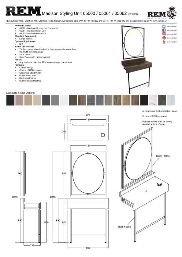 REM Madison Wall Mounted Mirror Only