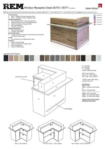 REM Windsor Reception Desk 122cm x 92cm Right