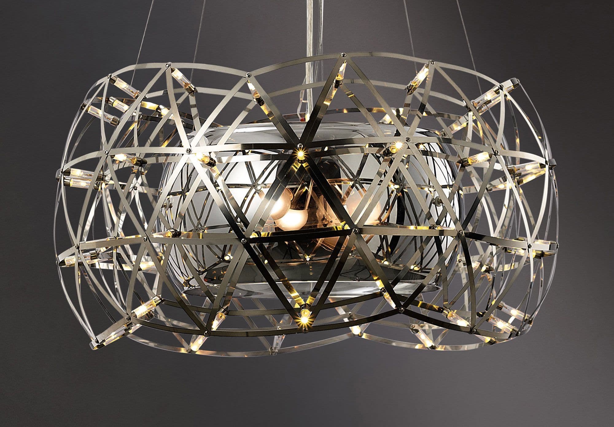 Baldwin Pendant 2 Light E27 With LEDs And Remote Control Stainless Steel