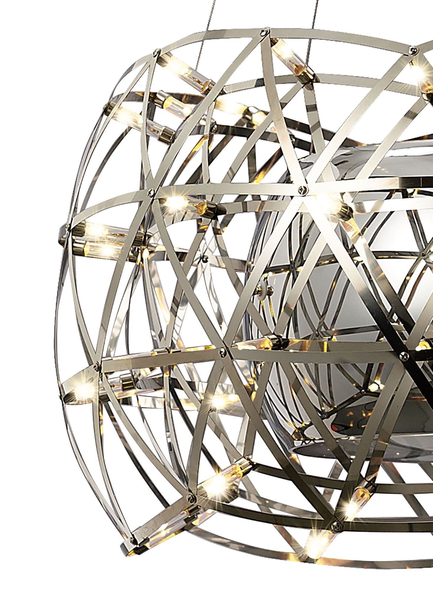 Baldwin Pendant 2 Light E27 With LEDs And Remote Control Stainless Steel