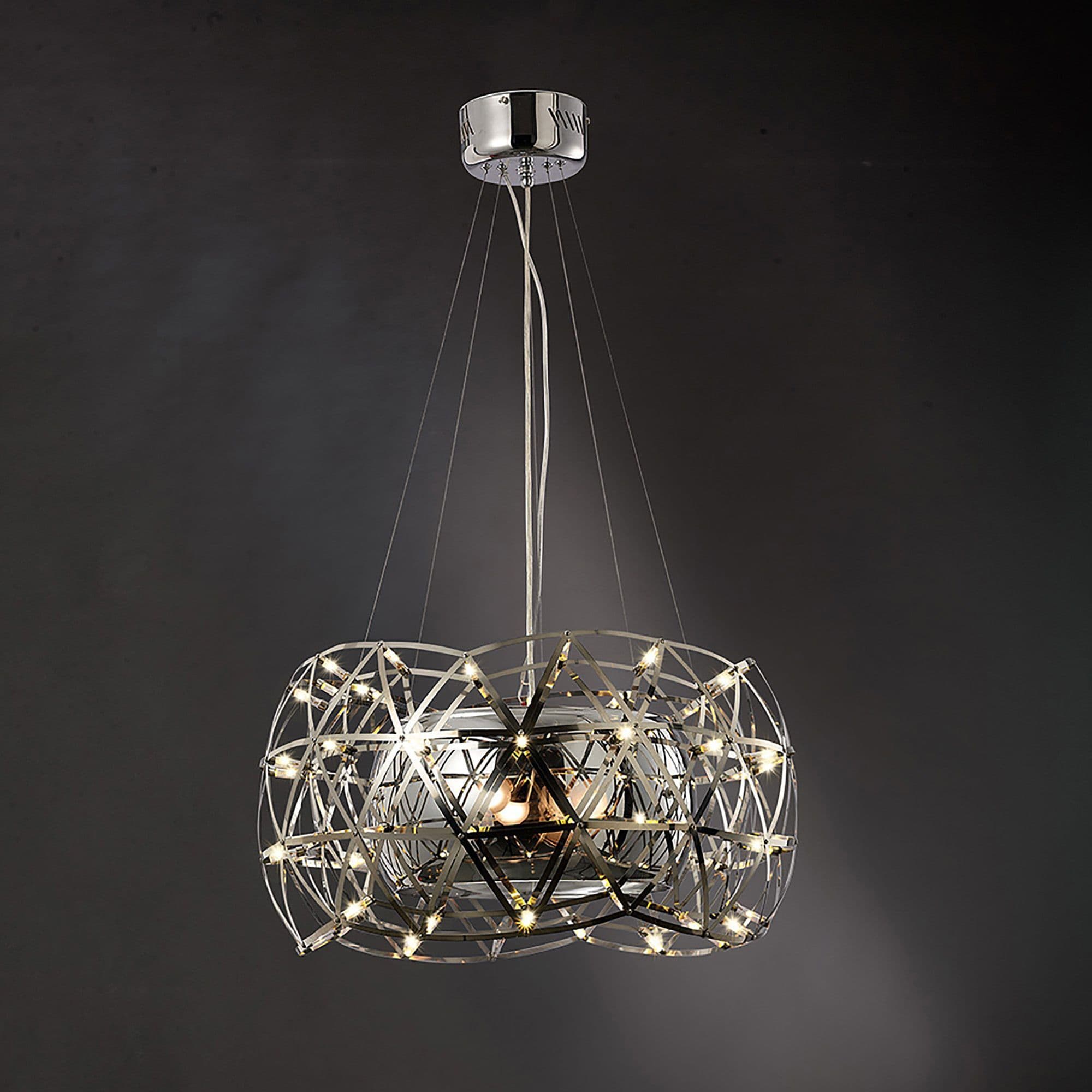 Baldwin Pendant 3 Light E27 With LEDs And Remote Control Stainless Steel