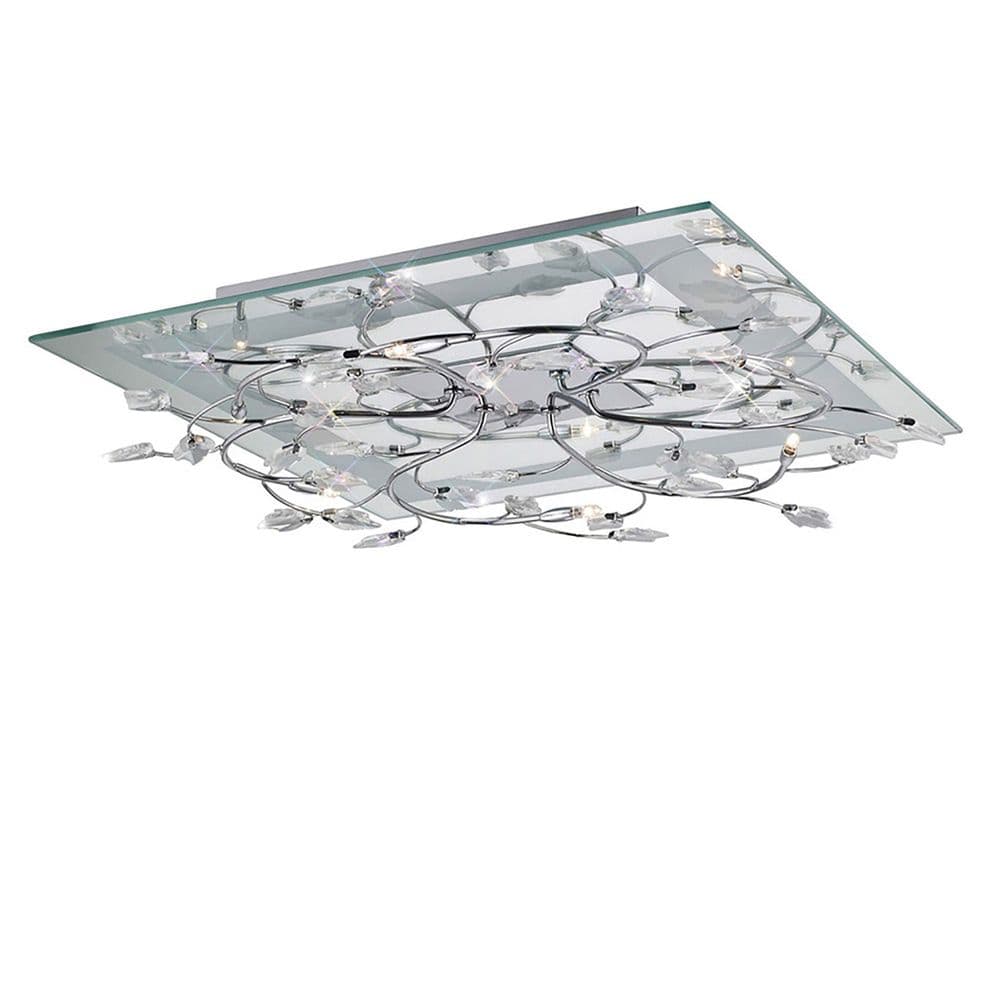 Barrett Ceiling Square 6 Light G4 With RGB LEDs Polished Chrome/Crystal ...