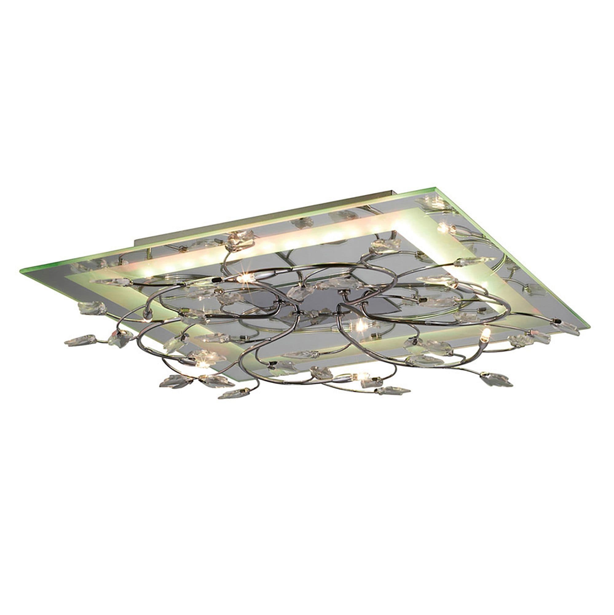 Barrett Ceiling Square 6 Light G4 With RGB LEDs Polished Chrome/Crystal ...