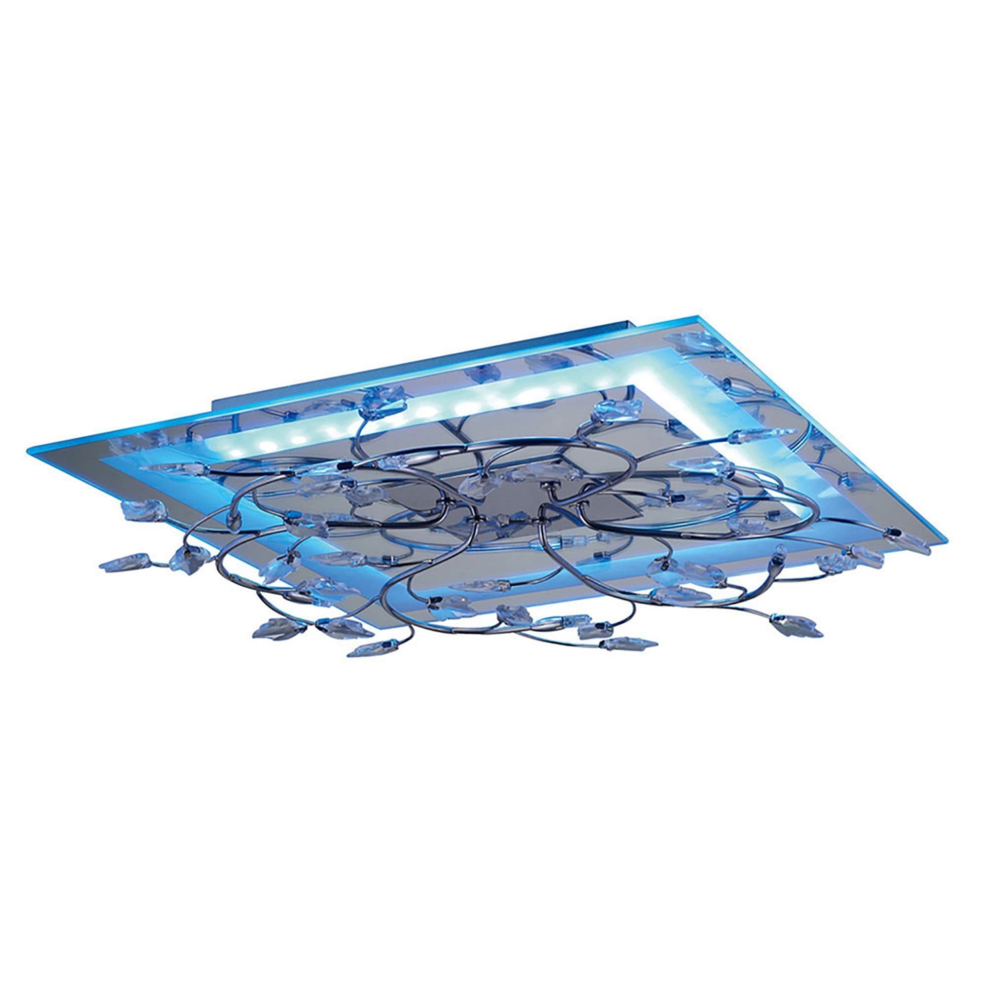 Barrett Ceiling Square 6 Light G4 With RGB LEDs Polished Chrome/Crystal ...