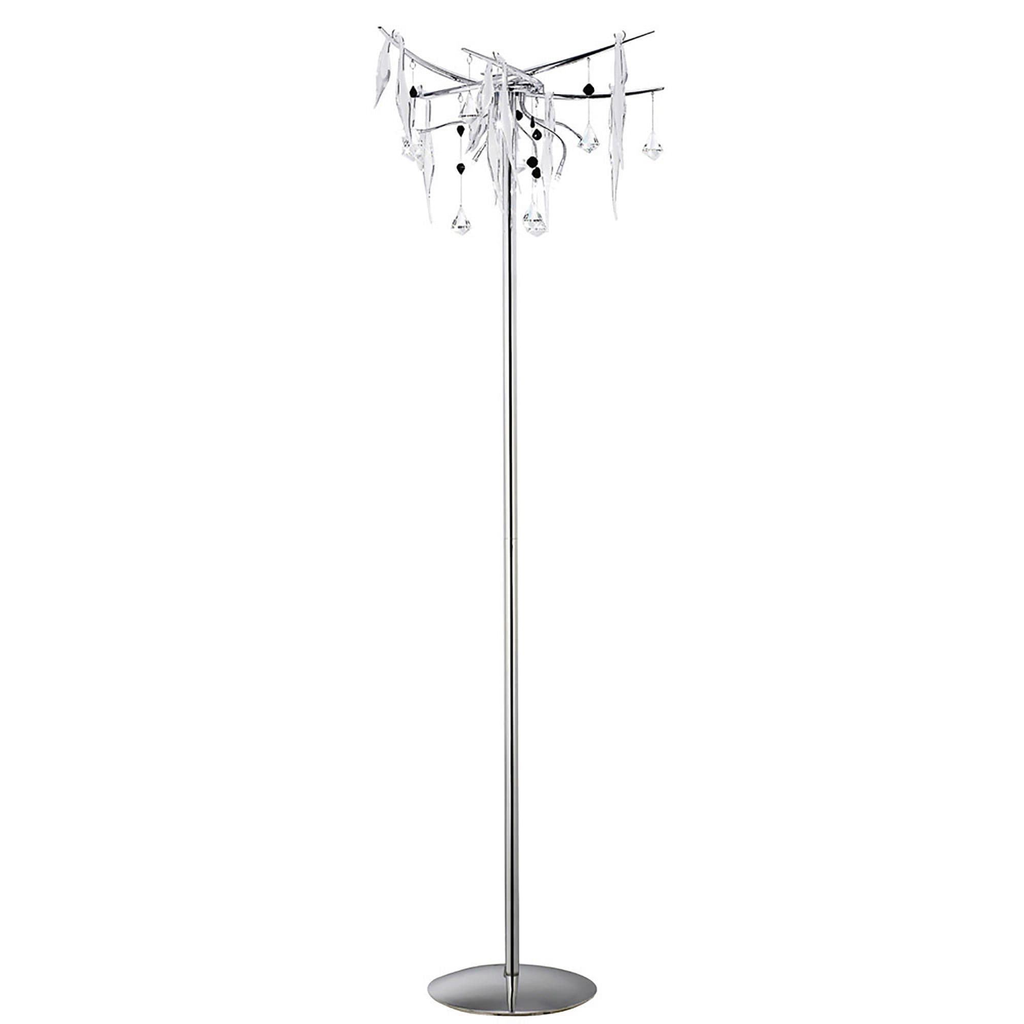 Chet Floor Lamp 6 Light G4 Polished Chrome/White Glass/Crystal15kg