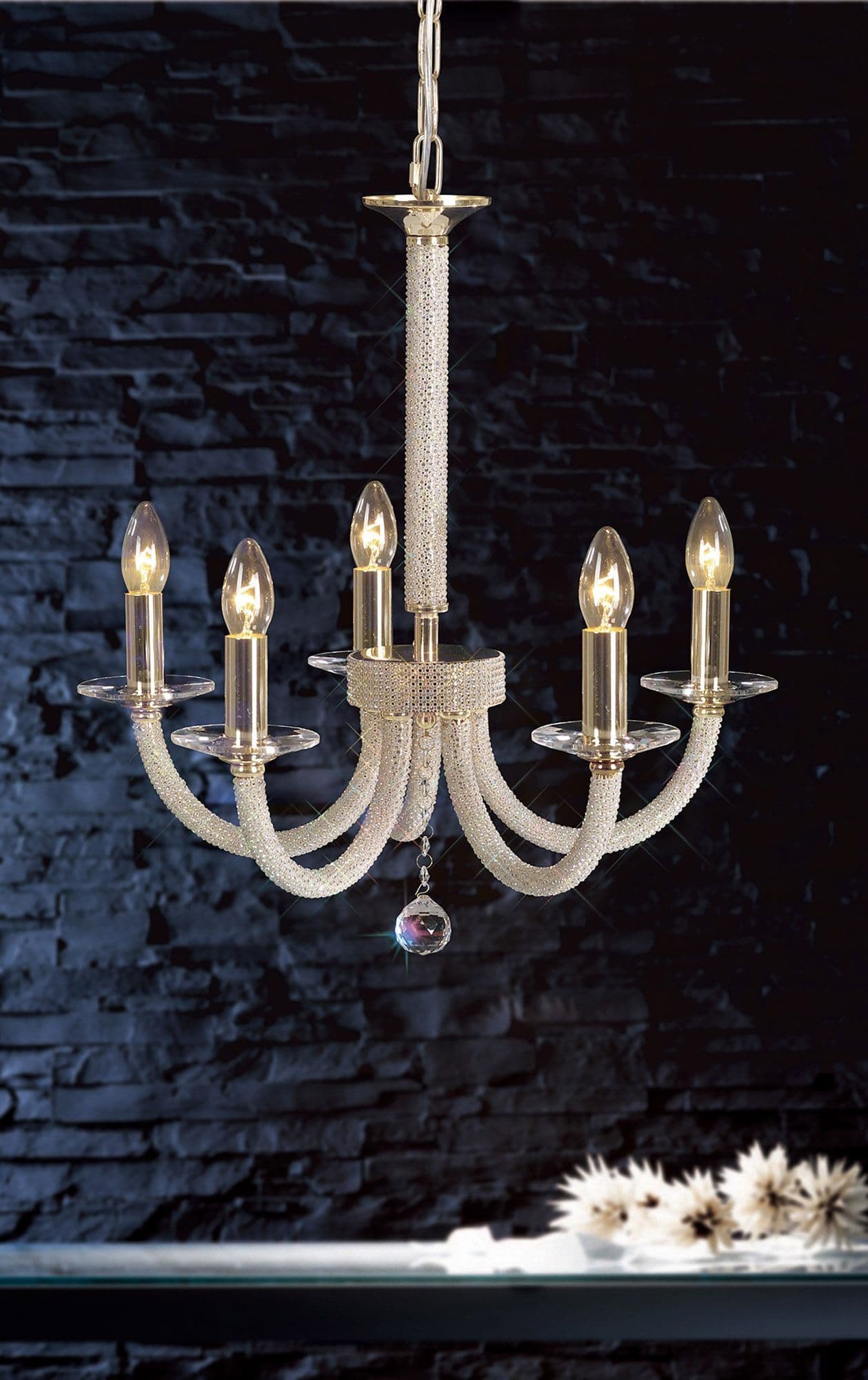 Colbert Table Lamp WITHOUT SHADE 1 Light E27 Gold/Crystal