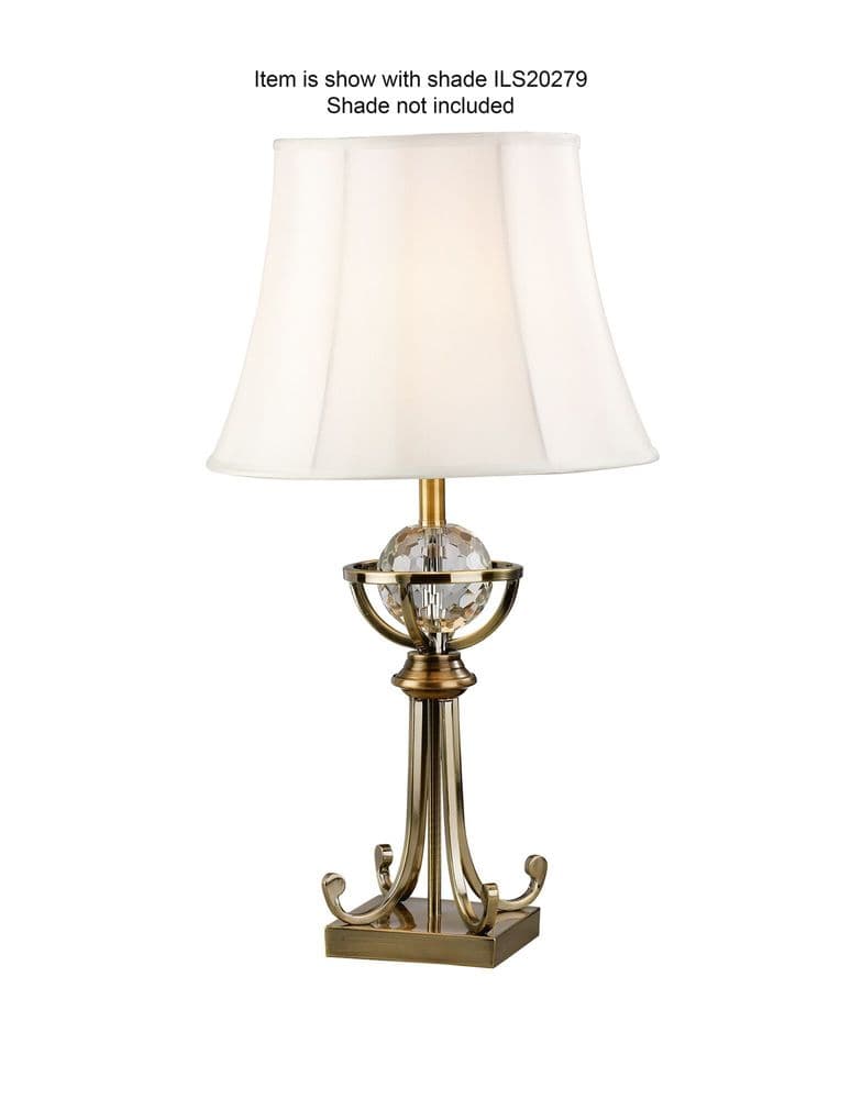 Conor Large Crystal Table Lamp WITHOUT SHADE 1 Light E27 Antique Brass