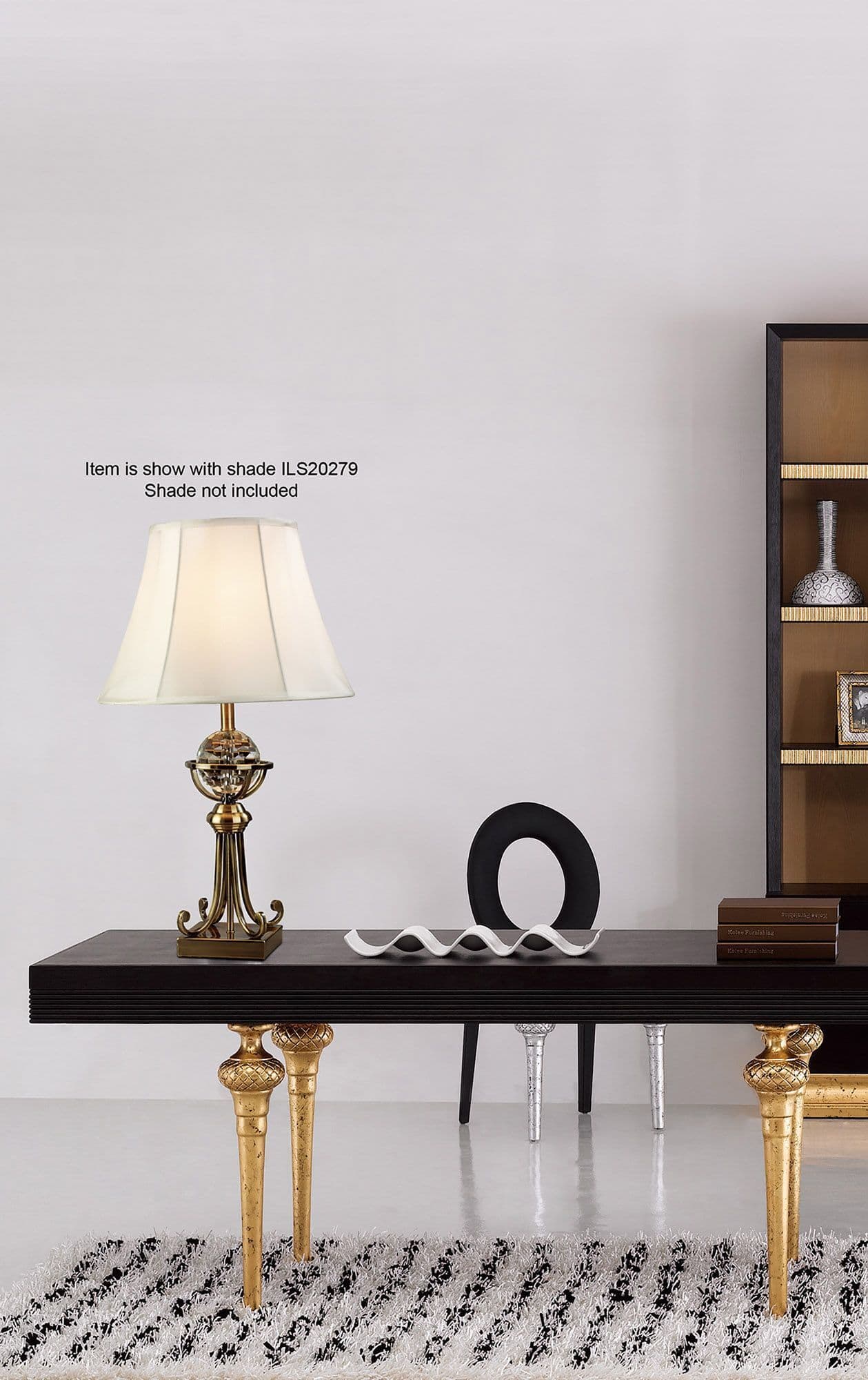 Conor Large Crystal Table Lamp WITHOUT SHADE 1 Light E27 Antique Brass