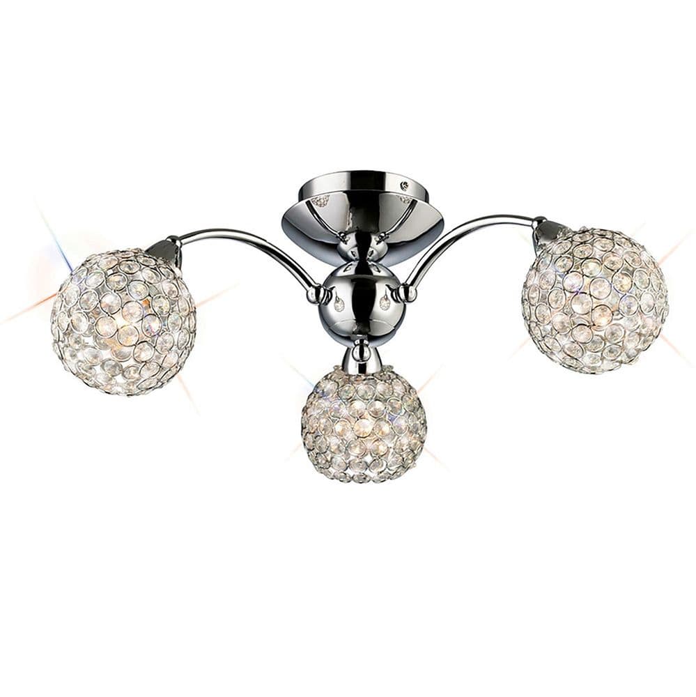 Cosmo Ceiling 3 Light E14 Polished Chrome/Crystal