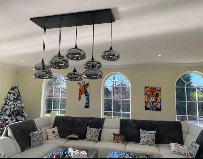 9 Light Multi Drop Rectangular Bar Ceiling Pendant in Matt Black with ...