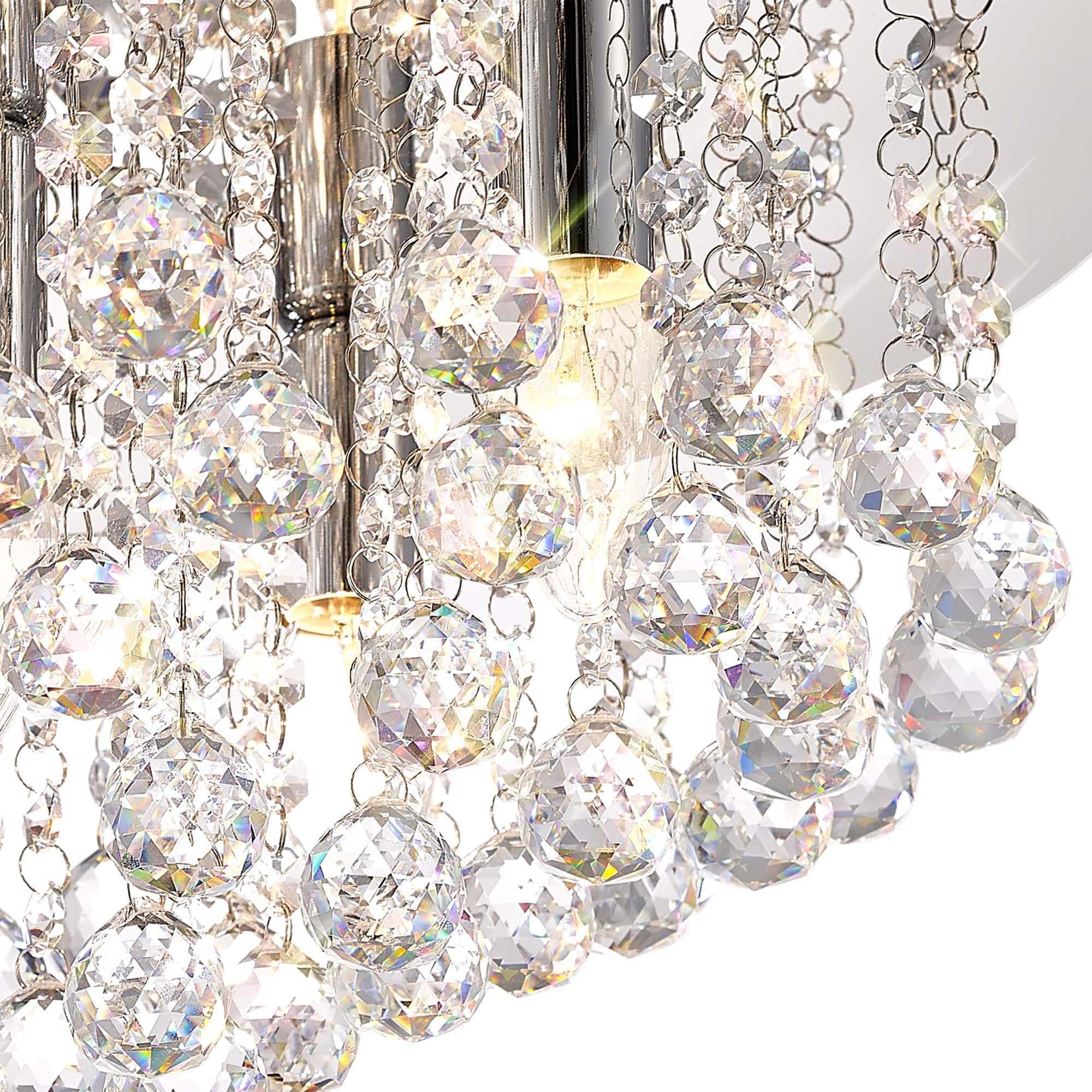 Acton Flush Ceiling 5 Light E14 460mm Round Polished Chrome/Sphere Crystal