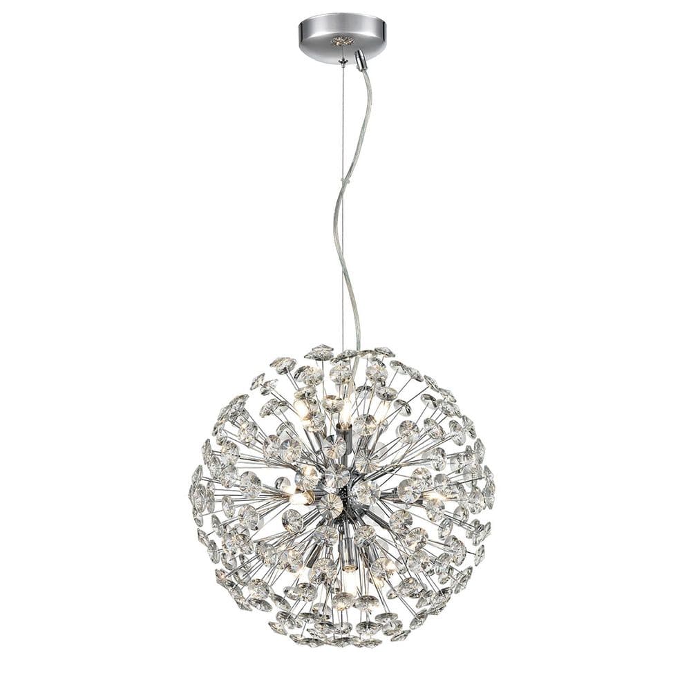Allium 9 Light Sphere Chrome Crystal Hanging Ceiling Fitting Medium ...