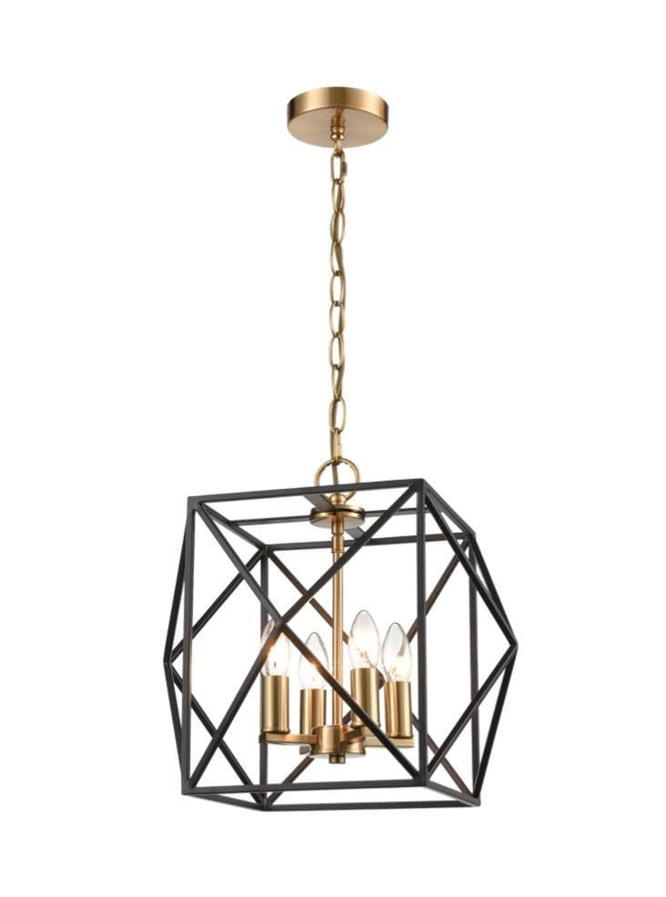 Anglita 4 Light Hanging And Flush Cage Fitting In Black Ironwork With ...