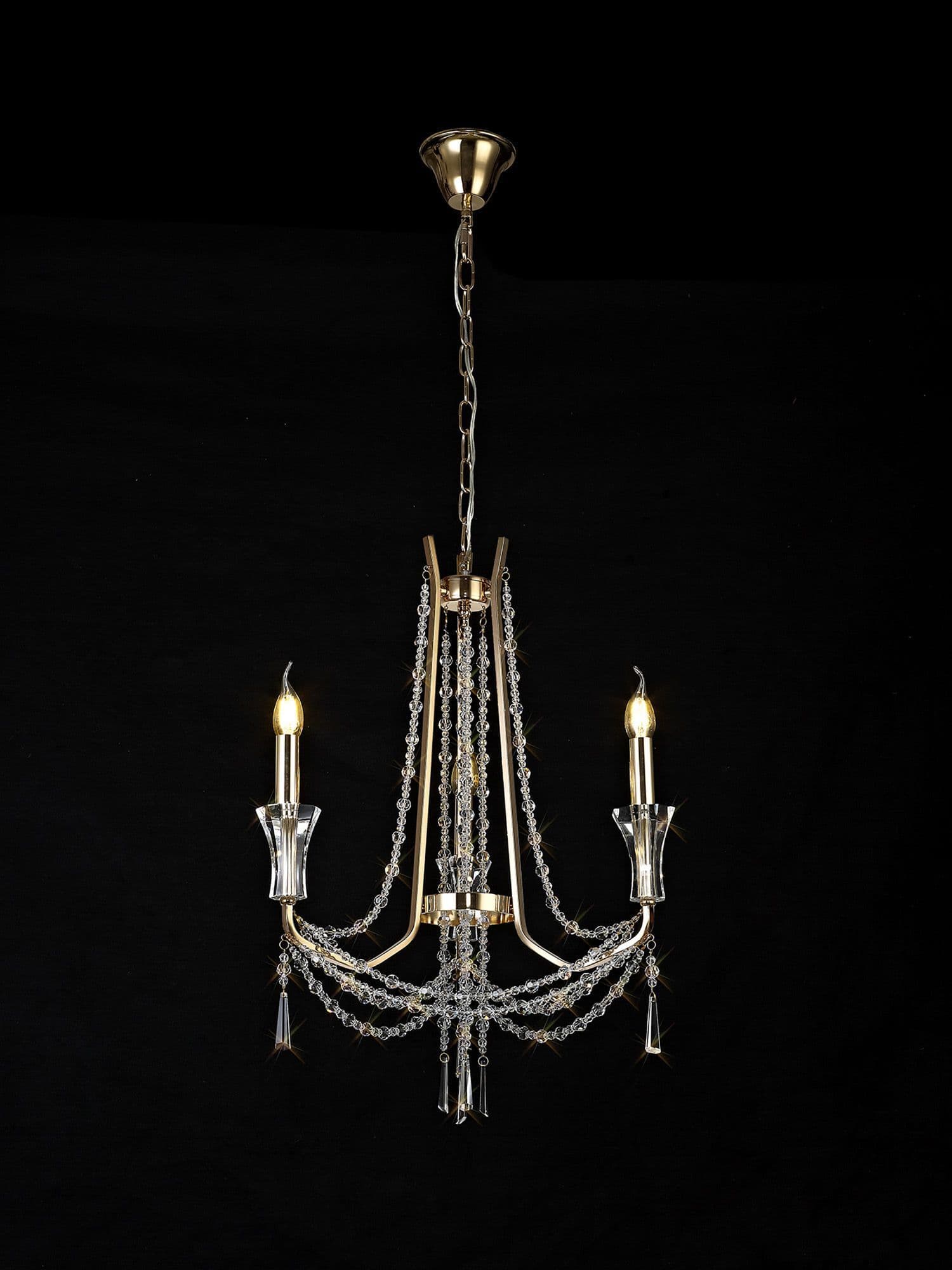 Ansel 3 Light Chandelier Pendant French Gold and Crystal