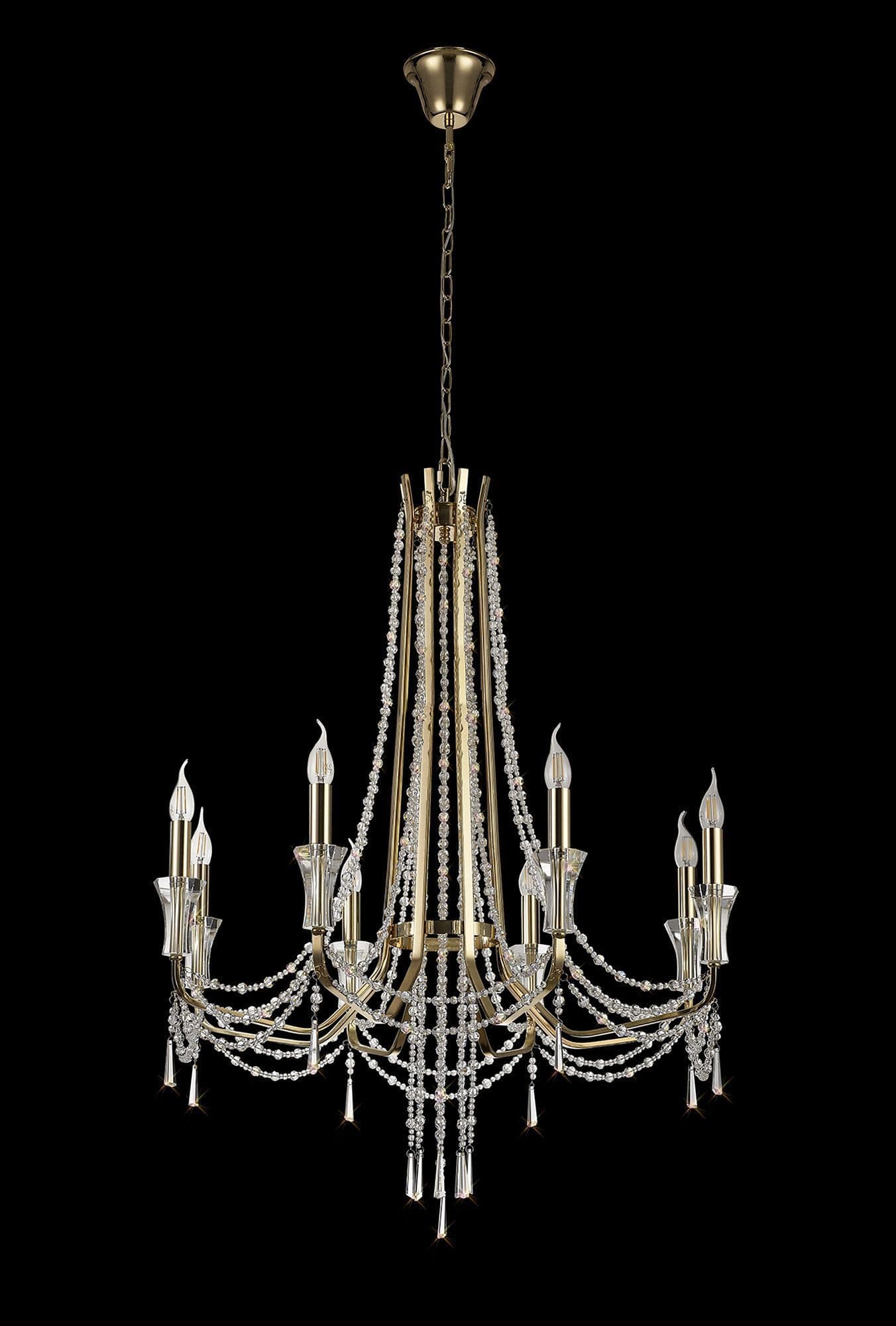 Ansel 8 Light Chandelier E14 French Gold and Crystal Requires Construction