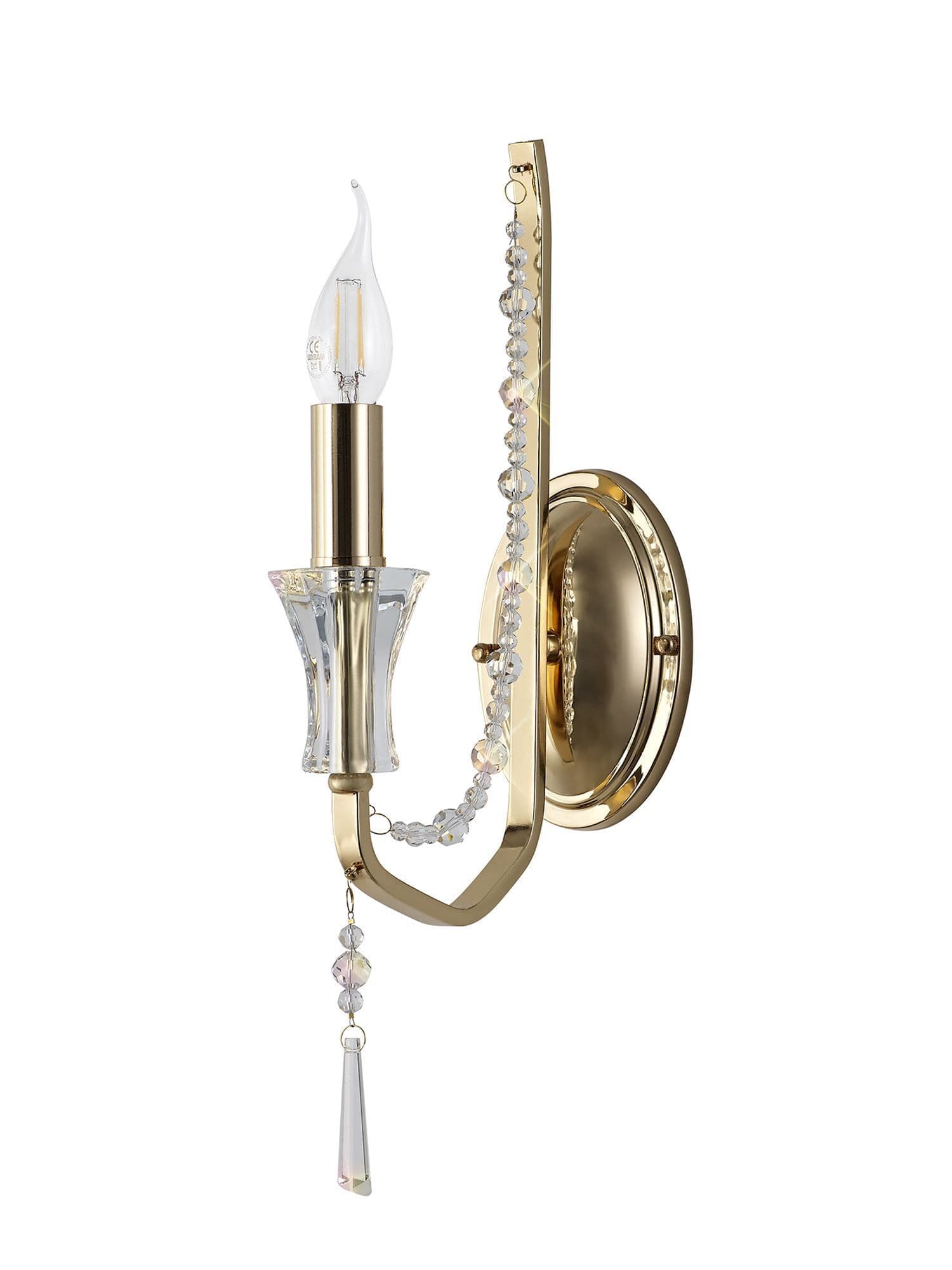 Ansel Wall Lamp 1 Light E14 French Gold and Crystal