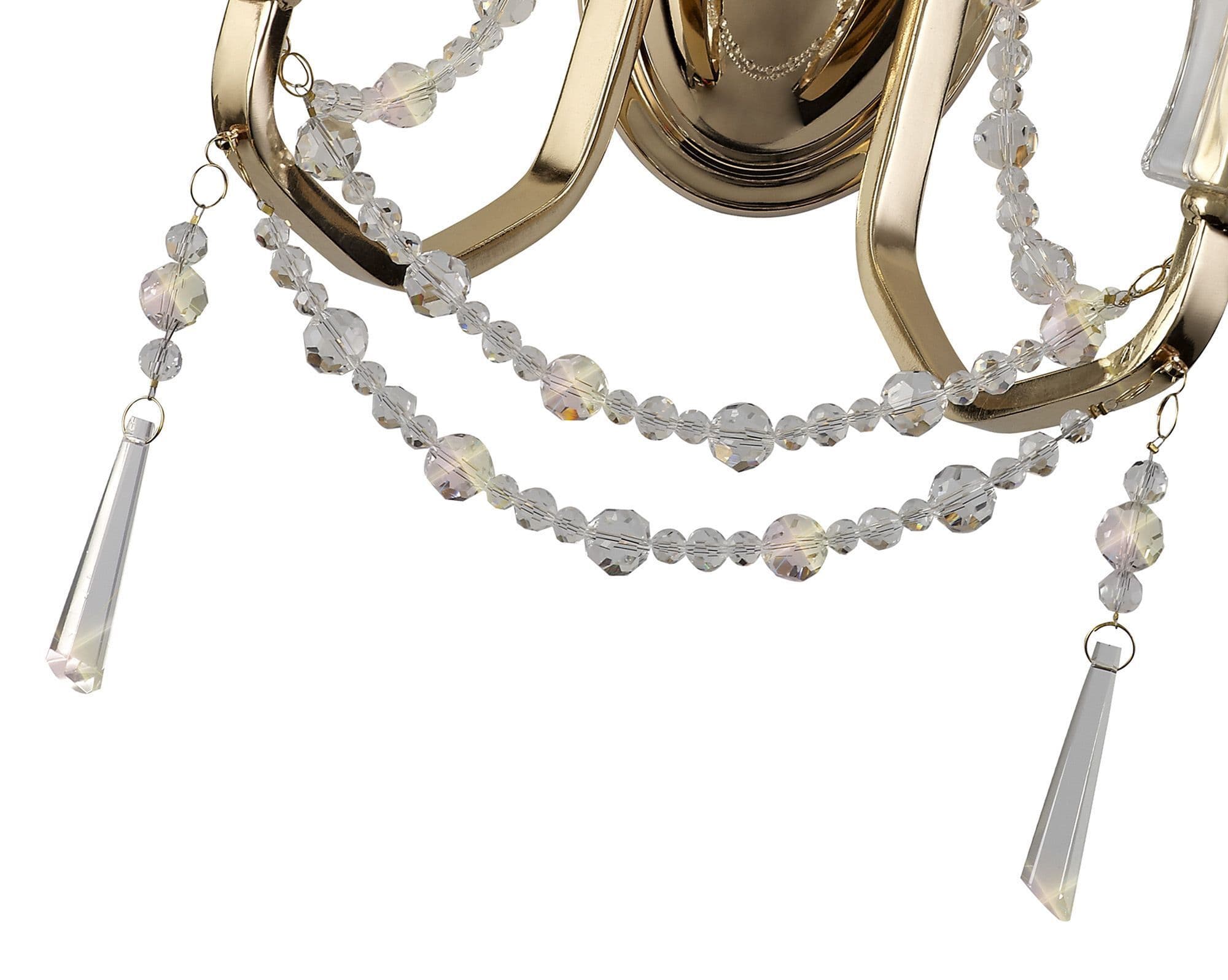 Ansel Wall Lamp 2 Light E14 French Gold and Crystal