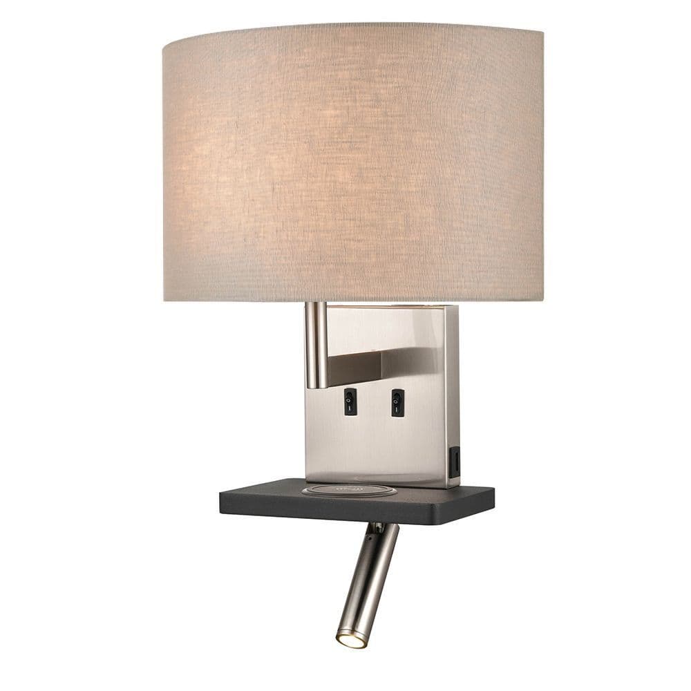 Austen 2 Light Satin Nickel Wall Fitting With USB Port And Device Pad ...