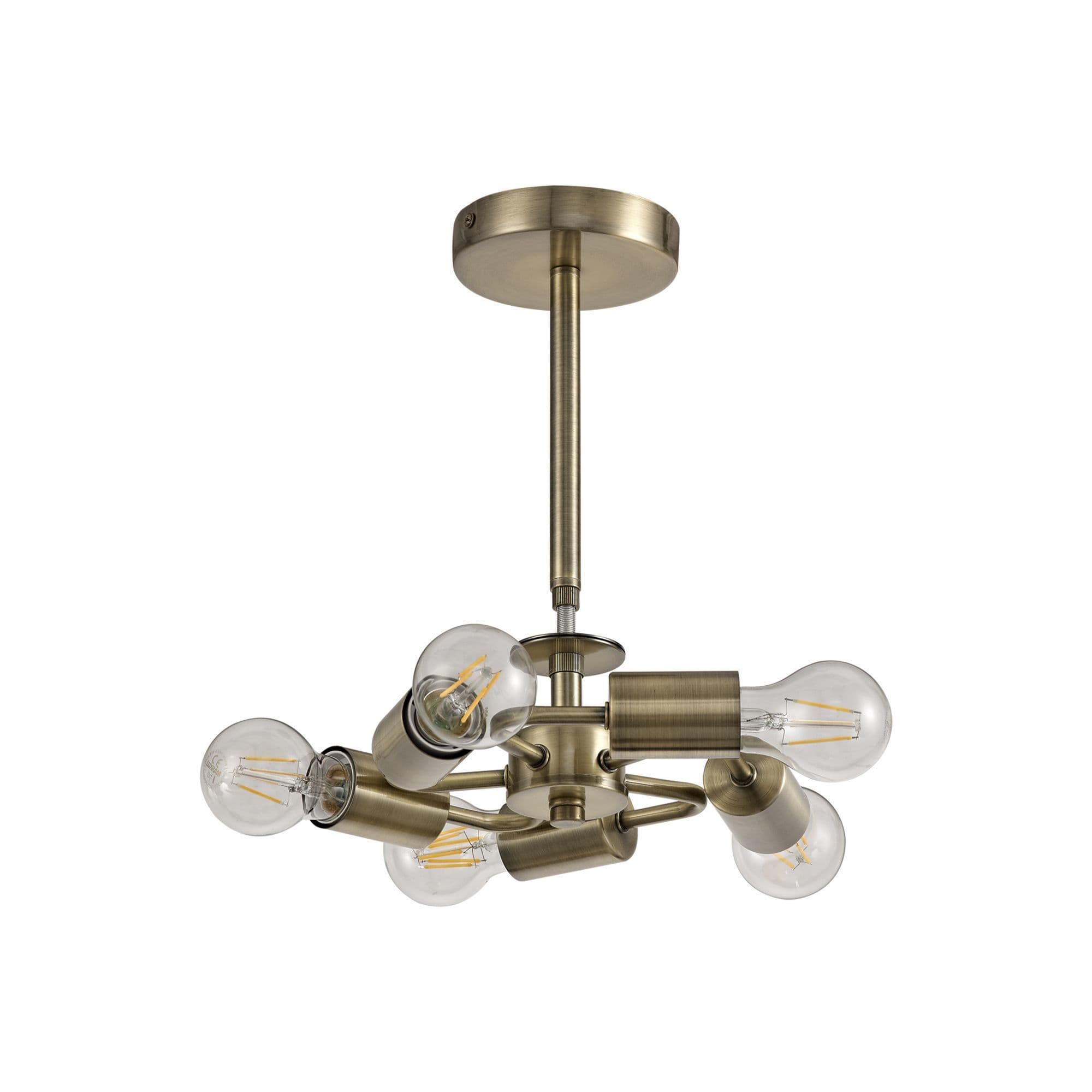 Baymont Antique Brass 5 Light E27 Universal Semi Ceiling Fixture