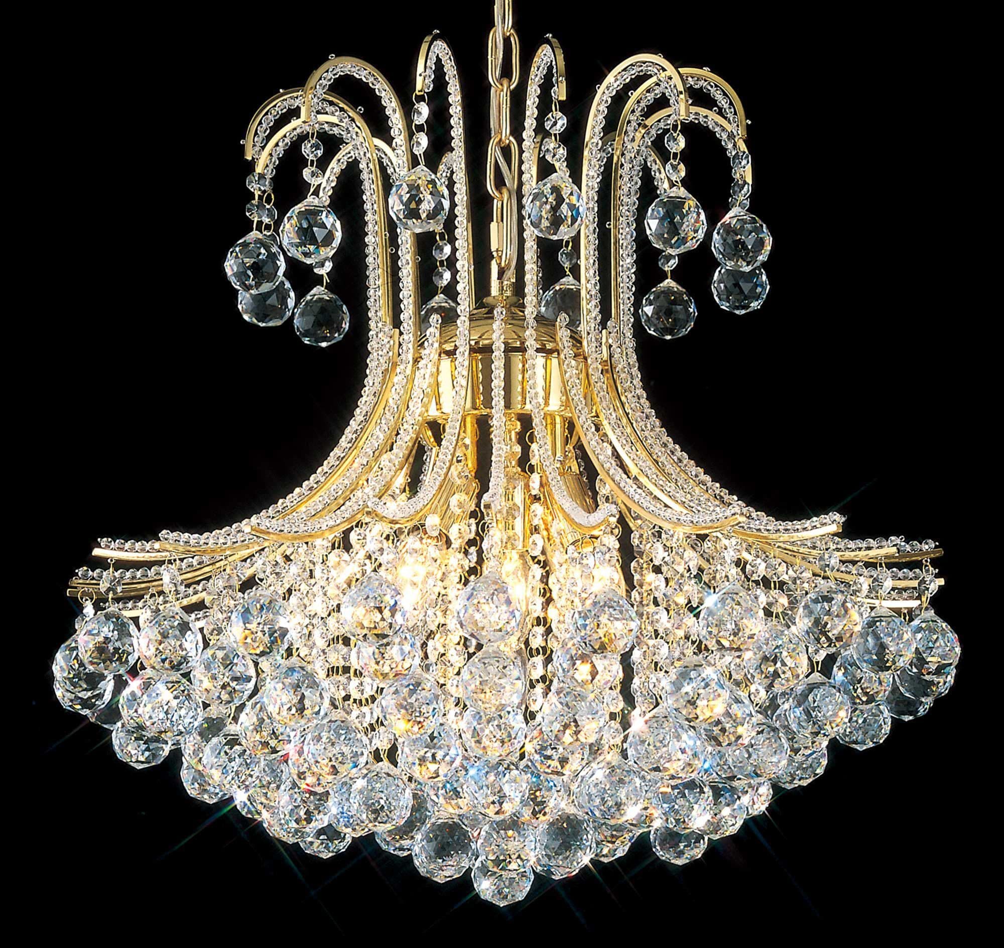 Ben Pendant Round 6 Light E14 French Gold with Crystal 18 5kg