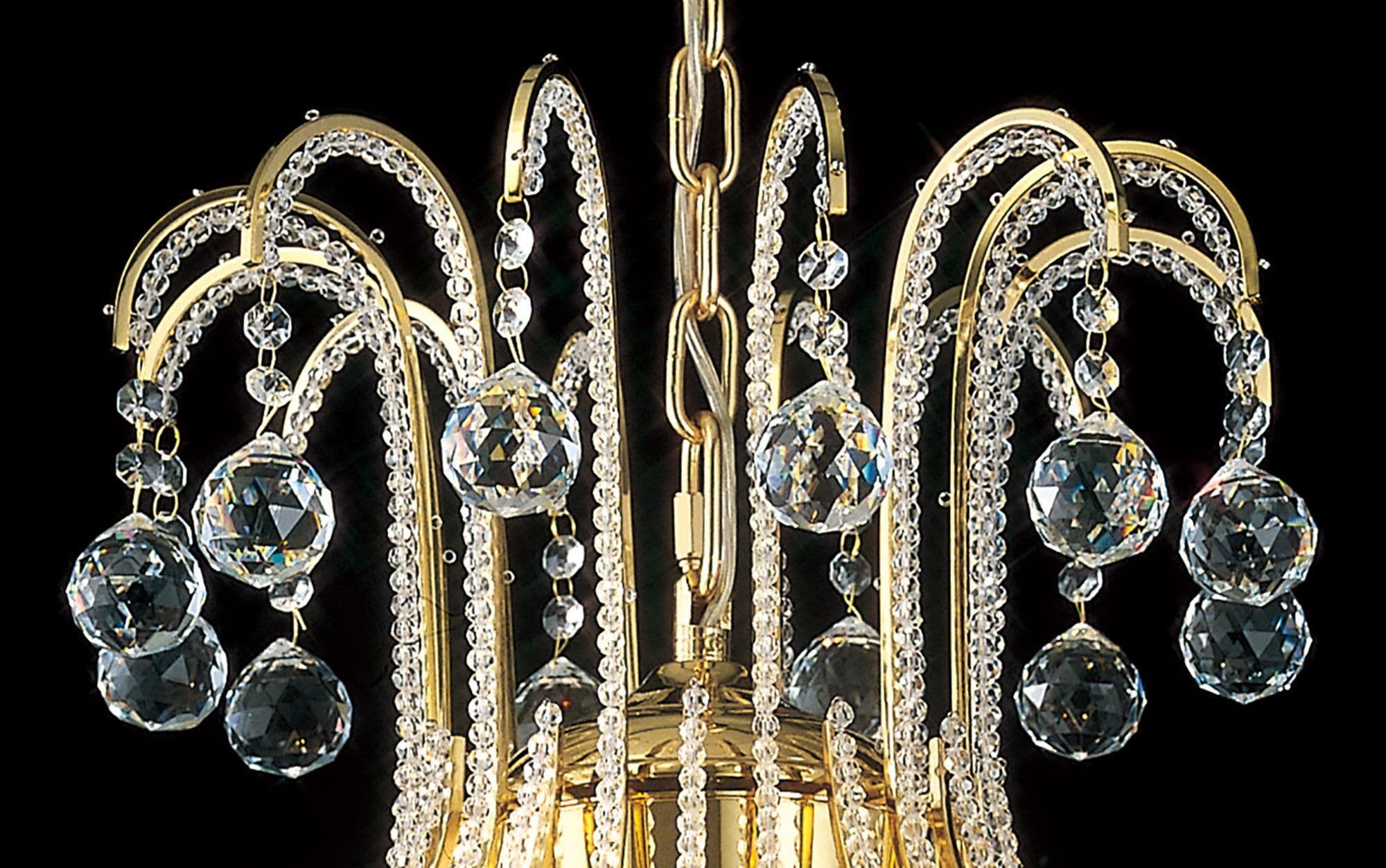 Ben Pendant Round 6 Light E14 French Gold with Crystal 18 5kg