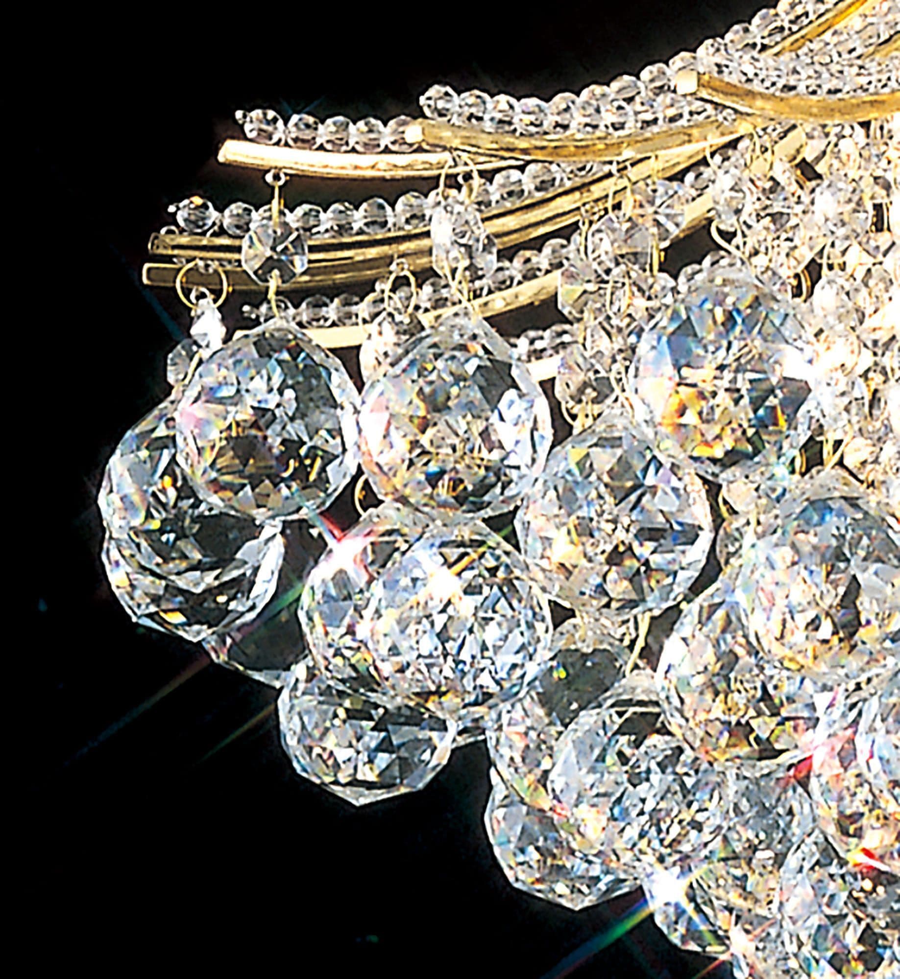 Ben Pendant Round 6 Light E14 French Gold with Crystal 18 5kg