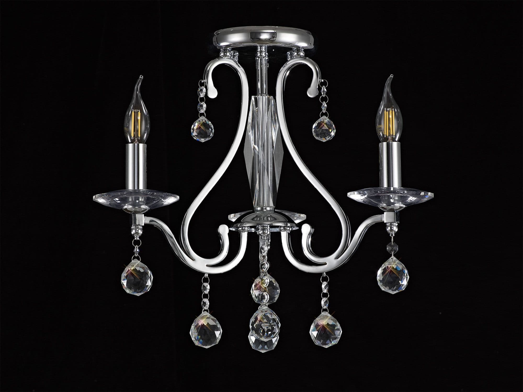Bennett Ceiling 3 Light E14 Polished Chrome with Crystal