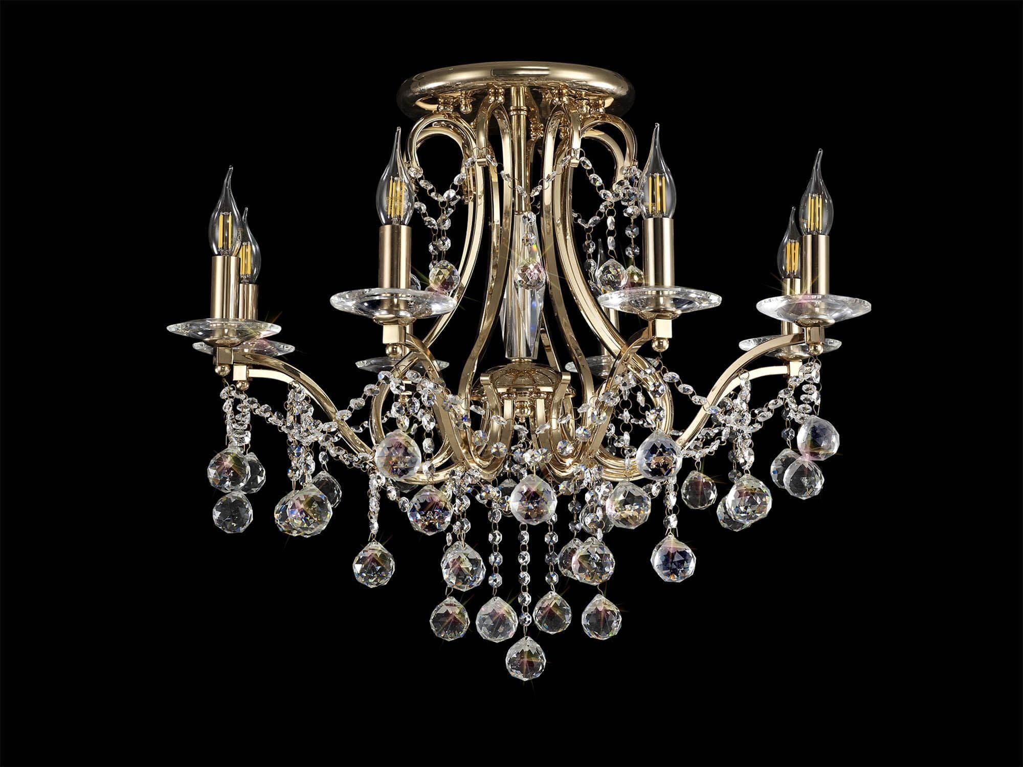 Bennett Ceiling 8 Light E14 French Gold with Crystal