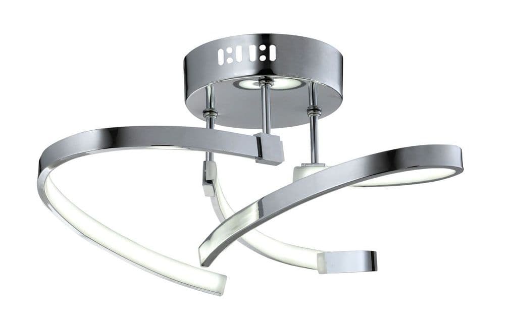 Burora 3 Arm LED Semi Flush 4000K in Polished Chrome