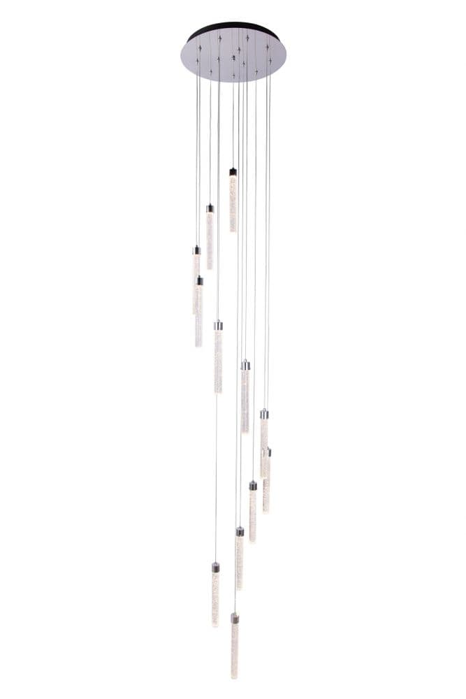 Grozen 12 Light LED Multi Drop Pendant 3000K in Polished Chrome Bubble ...