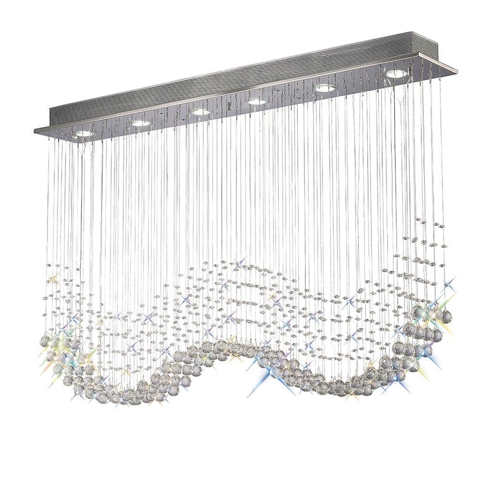 Brenden Rectangular Pendant Line 6 Light GU10 Polished Chrome/Crystal