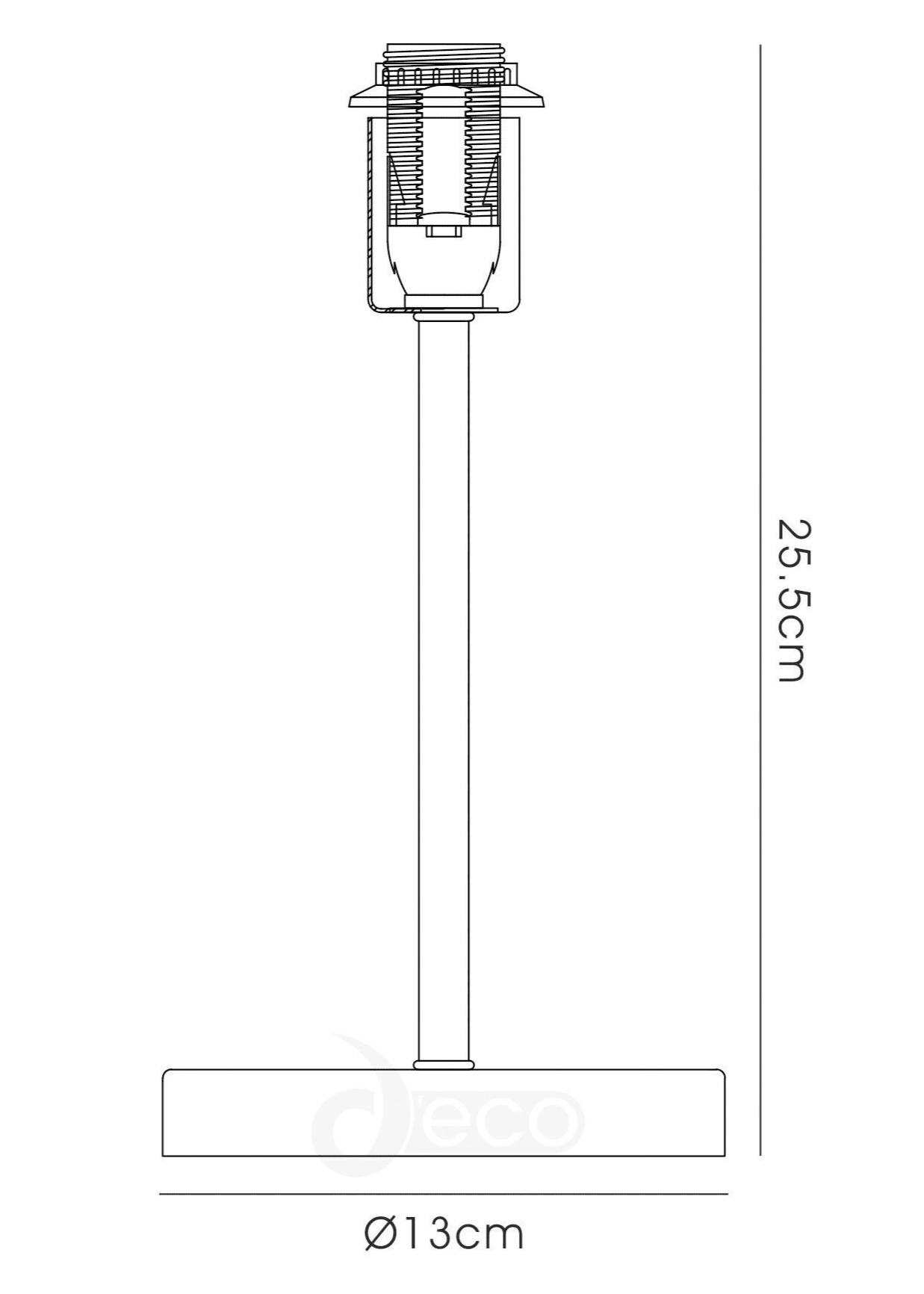 Cedar Round Base Small Table Lamp Without Shade Inline Switch 1 Light ...