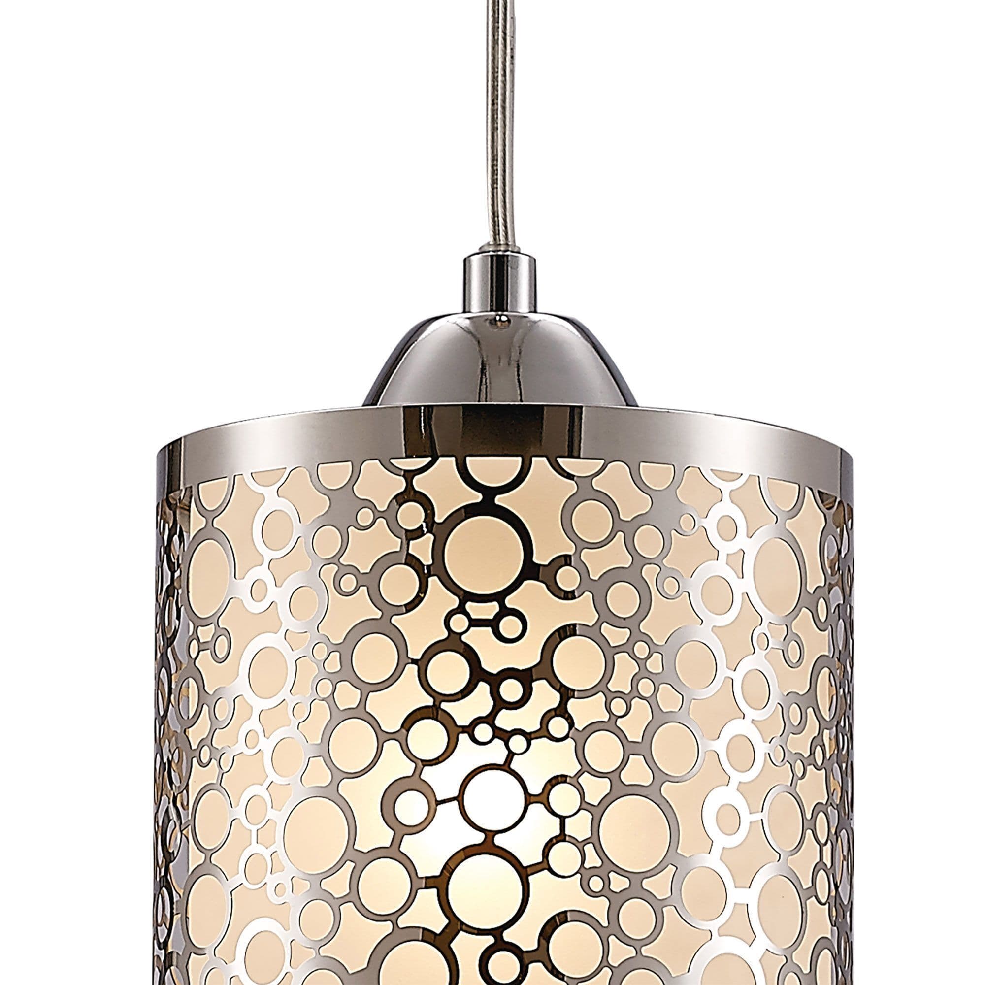 Charon Single Circle Pattern Pendant 1 Light E27 Polished Chrome